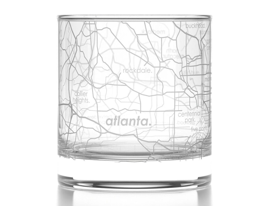 Atlanta City Map Rocks Glass | Engraved Whiskey Glass (11oz) | Etched ...