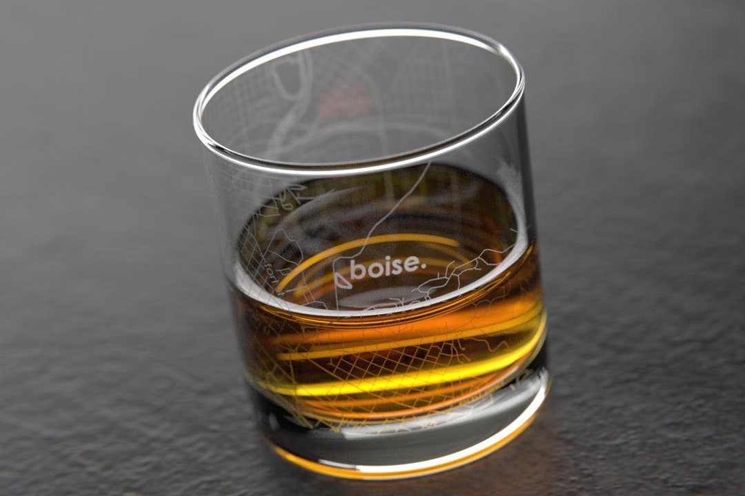 Boise Idaho City Map Rocks Glass | Engraved Whiskey Glass (11oz ...