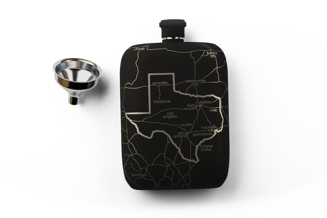 Texas state Flask - Matte Black - Etsy