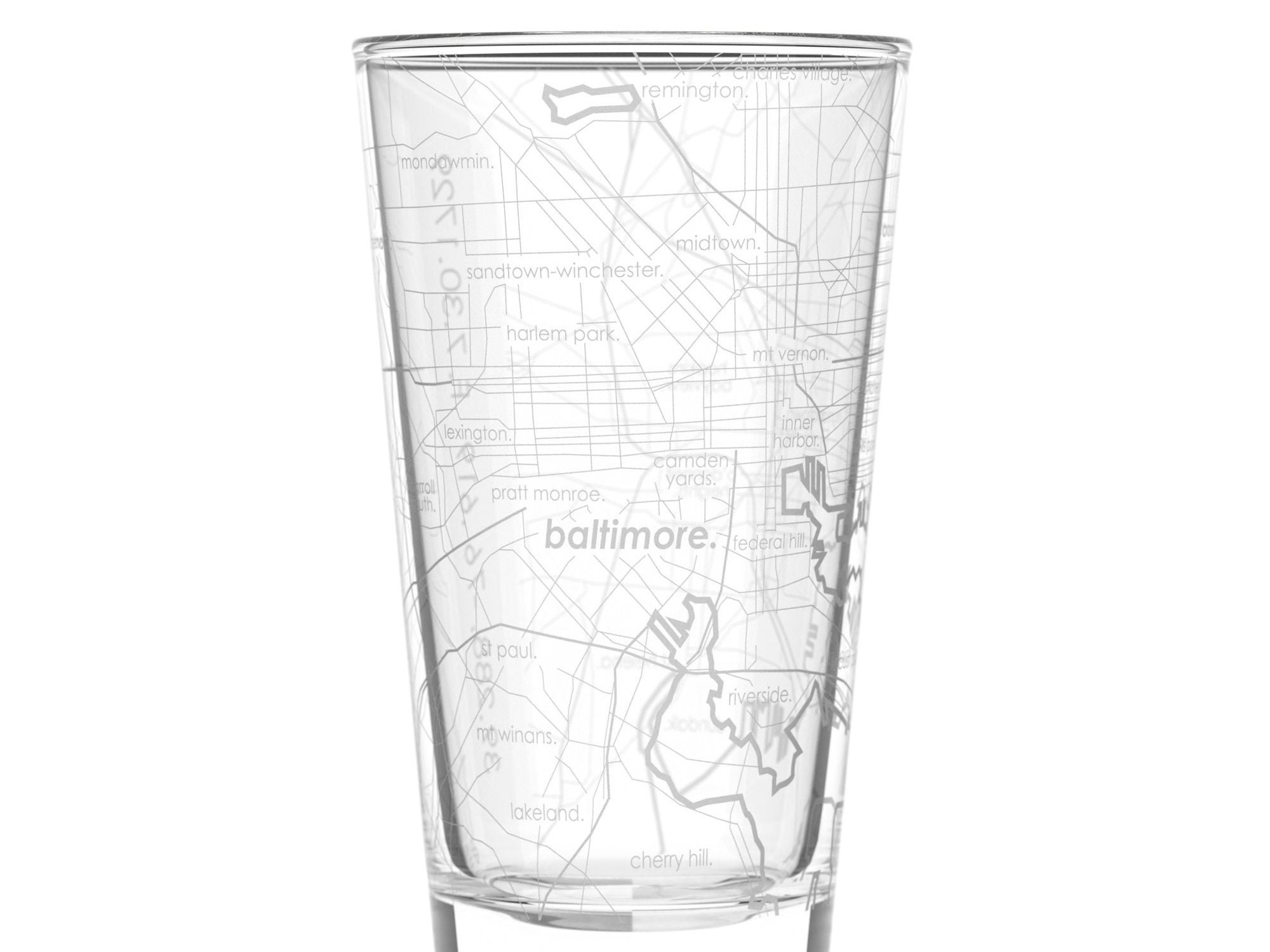 Baltimore Map Pint Glass Engraved Beer Glass 16oz Etched - Etsy
