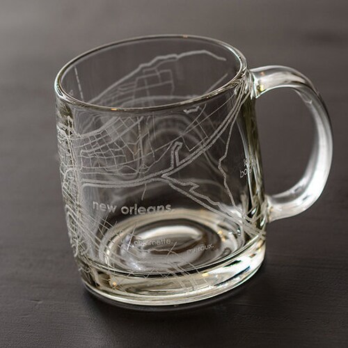 New Orleans Map Coffee Mug Engraved Glass Mug 13oz - Etsy