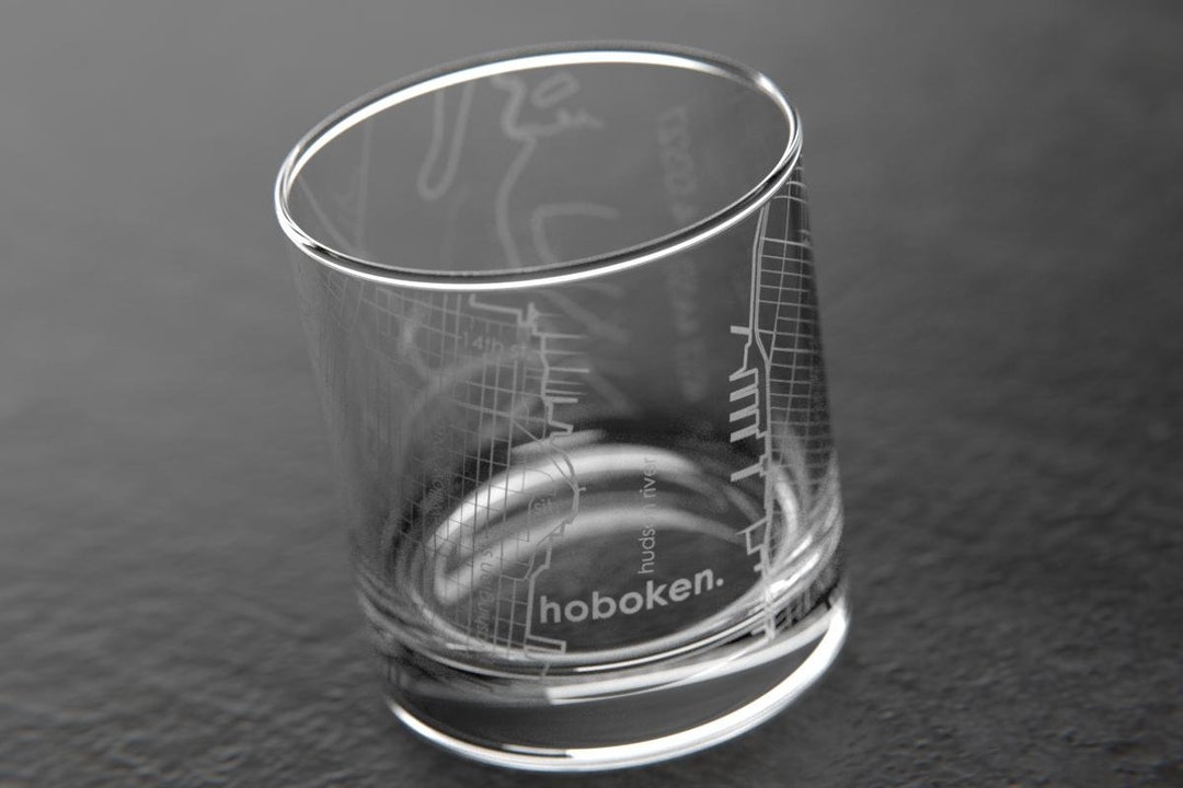 Hoboken, NJ City Map Rocks Glass | Engraved Whiskey Glass (11oz ...