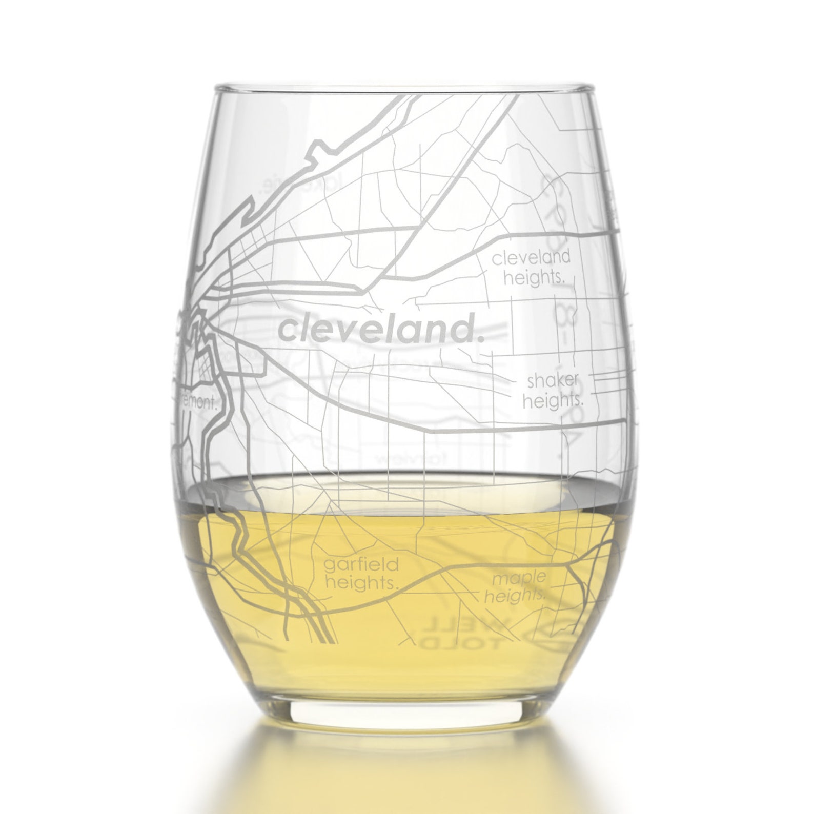 Cleveland Map Stemless Wine Glass Engraved Wine Glass 15oz - Etsy