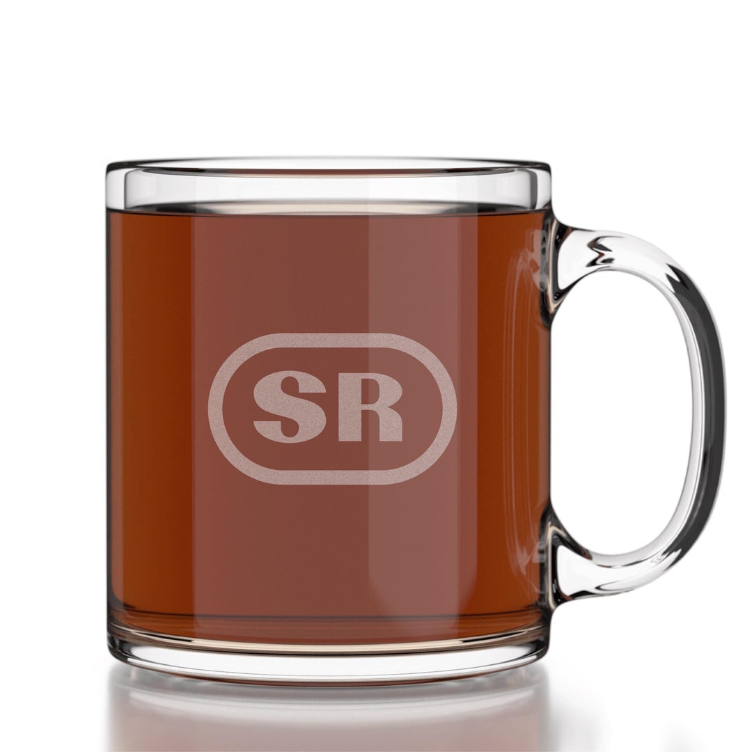 Custom Monogram Coffee Mug | Personalized Initials Coffee Glass (13oz ...