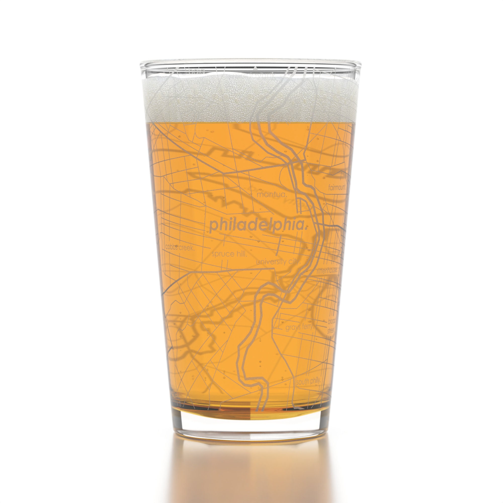 Philadelphia Map Pint Glass Engraved Beer Glass 16oz - Etsy