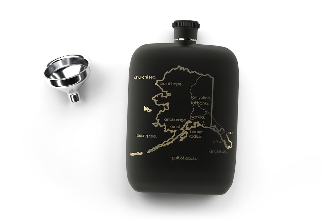 Alaska state Flask - Matte Black - Etsy