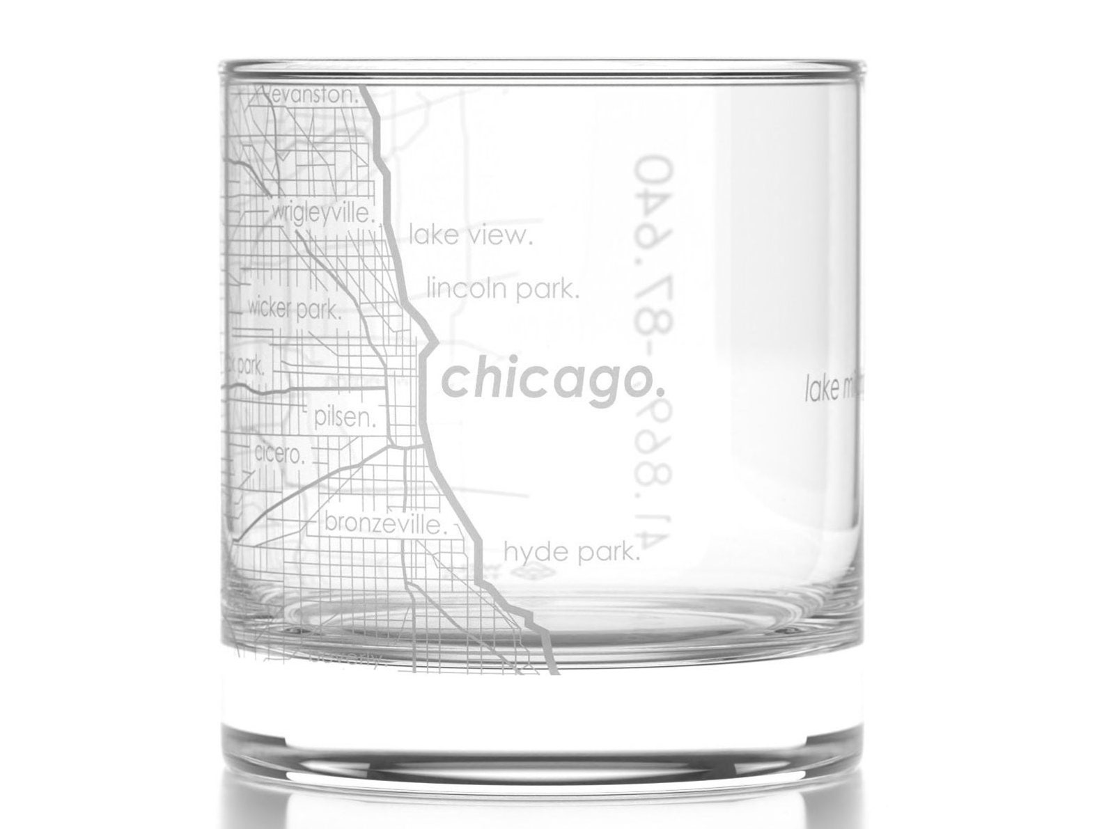 Chicago City Map Rocks Glass | Engraved Whiskey Glass (11oz) | Etched ...