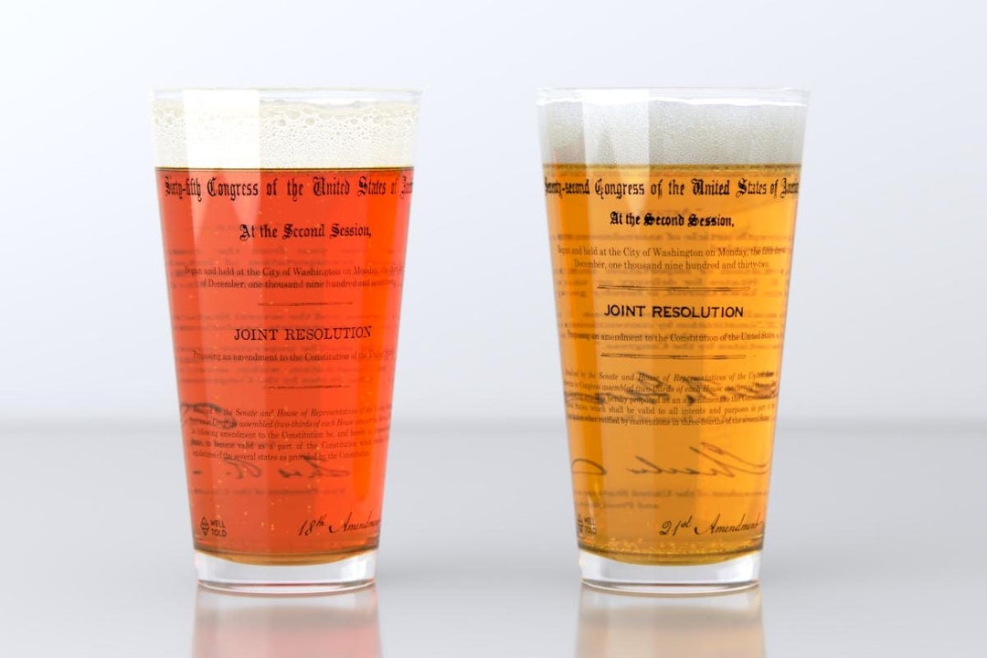 Prohibition Amendments Rocks Glass Pair | Beer Glasses (16oz) | 18th ...