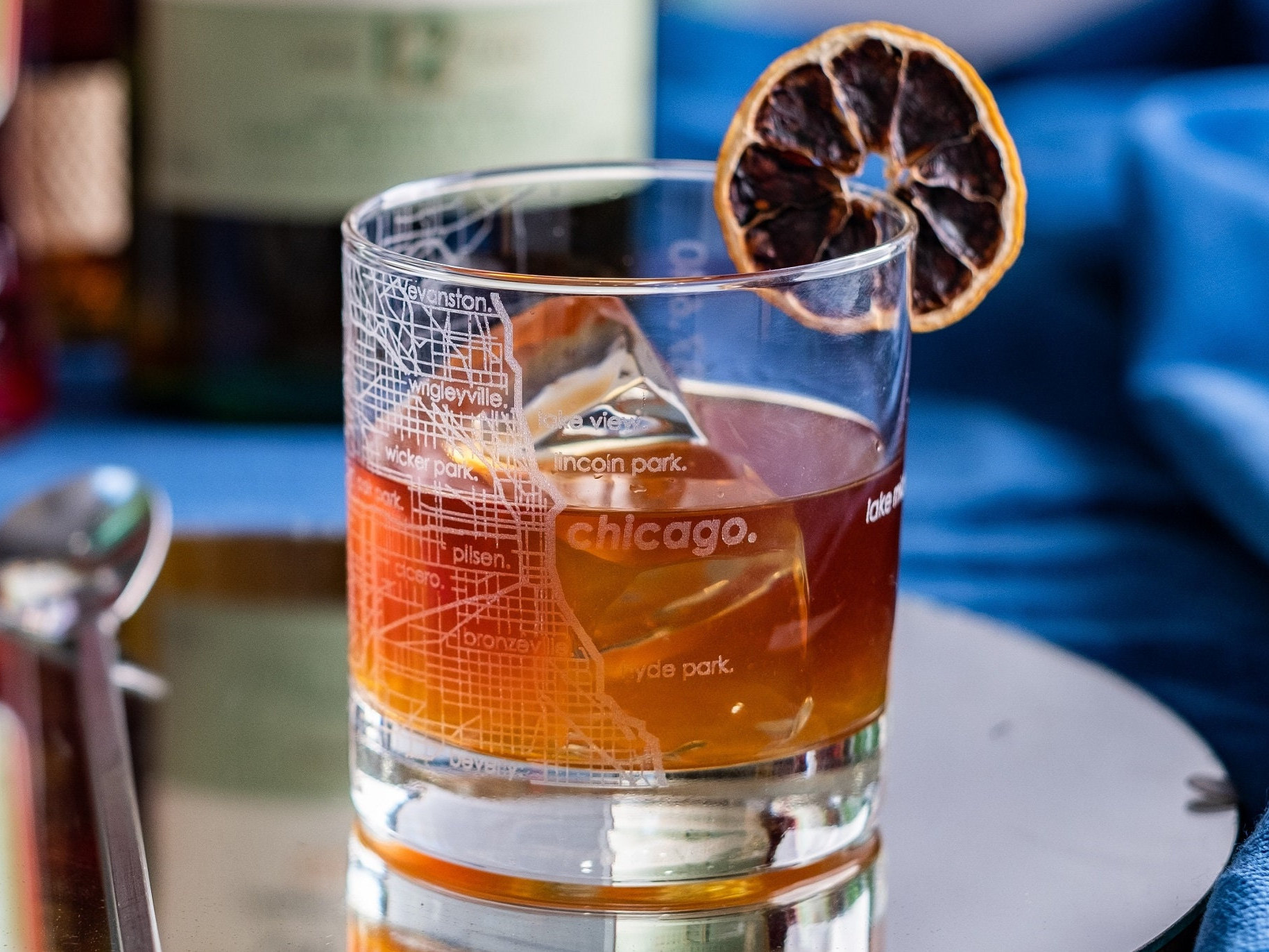 Chicago City Map Rocks Glass | Engraved Whiskey Glass (11oz) | Etched ...