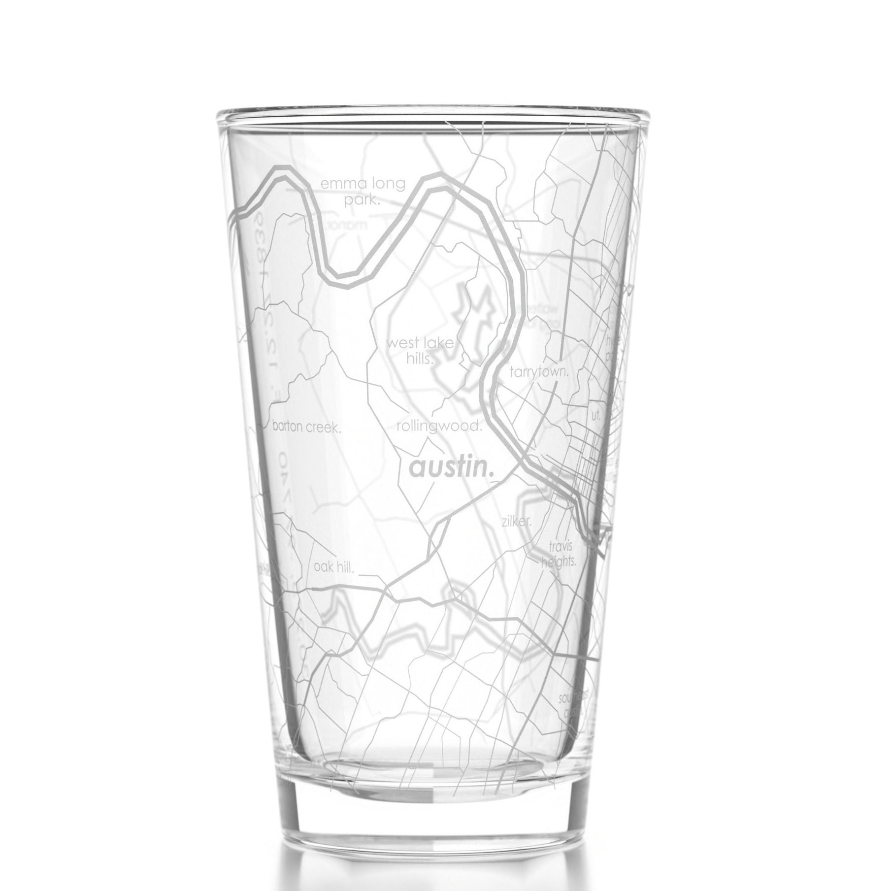 Austin Map Pint Glass Engraved Beer Glass 16oz Etched - Etsy