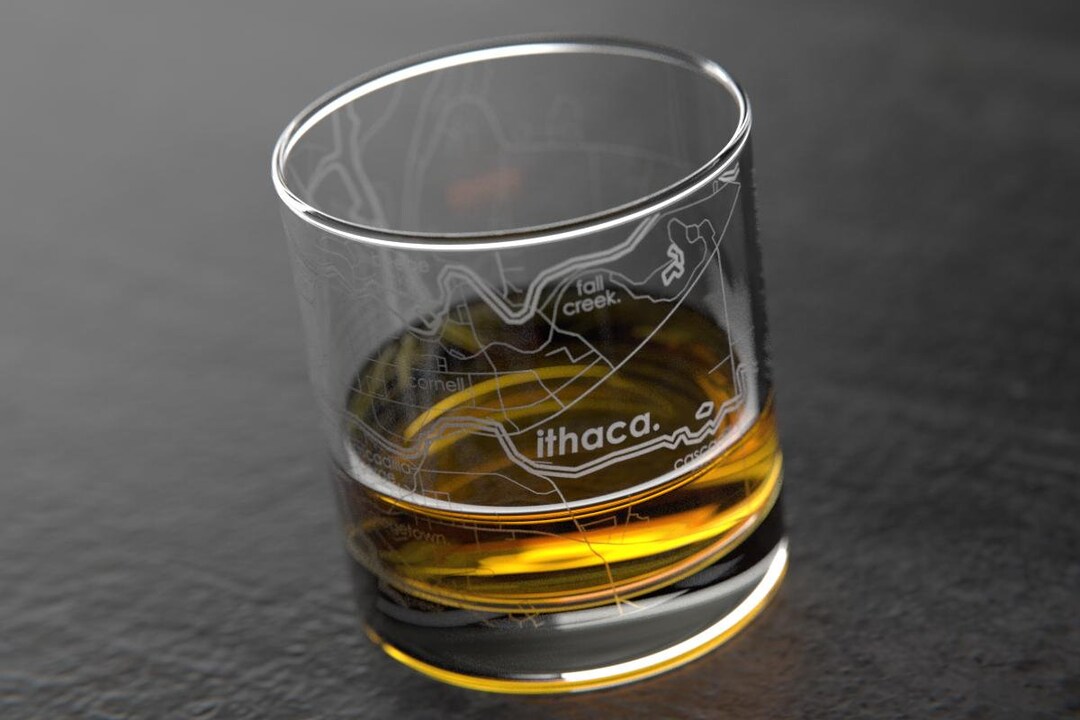 Ithaca, NY City Map Rocks Glass | Engraved Whiskey Glass (11oz ...