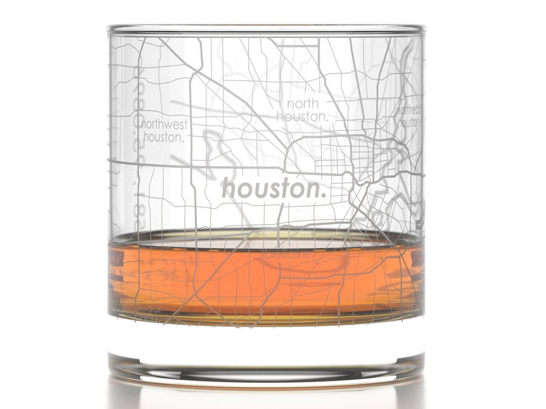 Houston City Map Rocks Glass | Engraved Whiskey Glass (11oz) | Etched ...