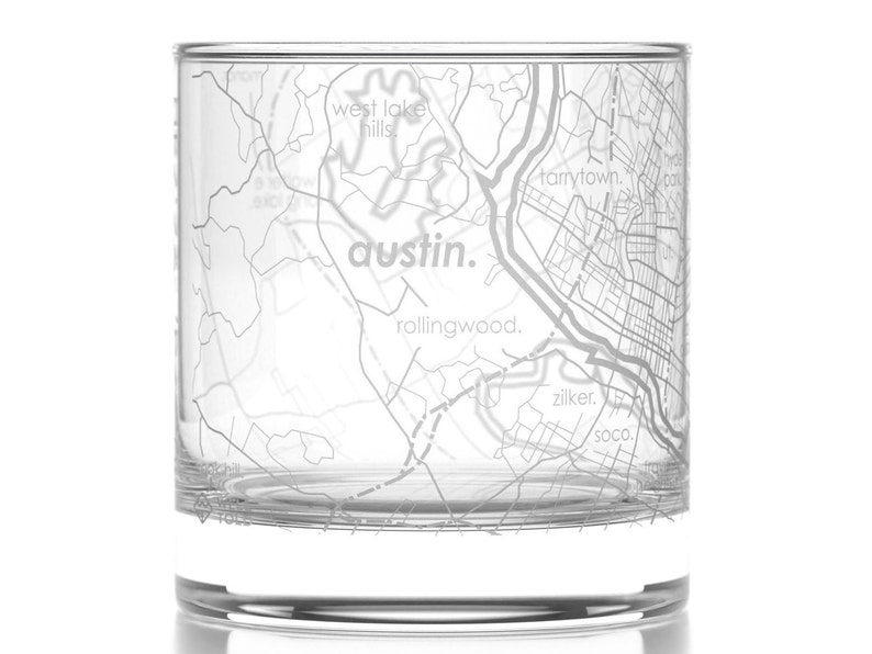Austin City Map Rocks Glass Engraved Whiskey Glass 11oz - Etsy