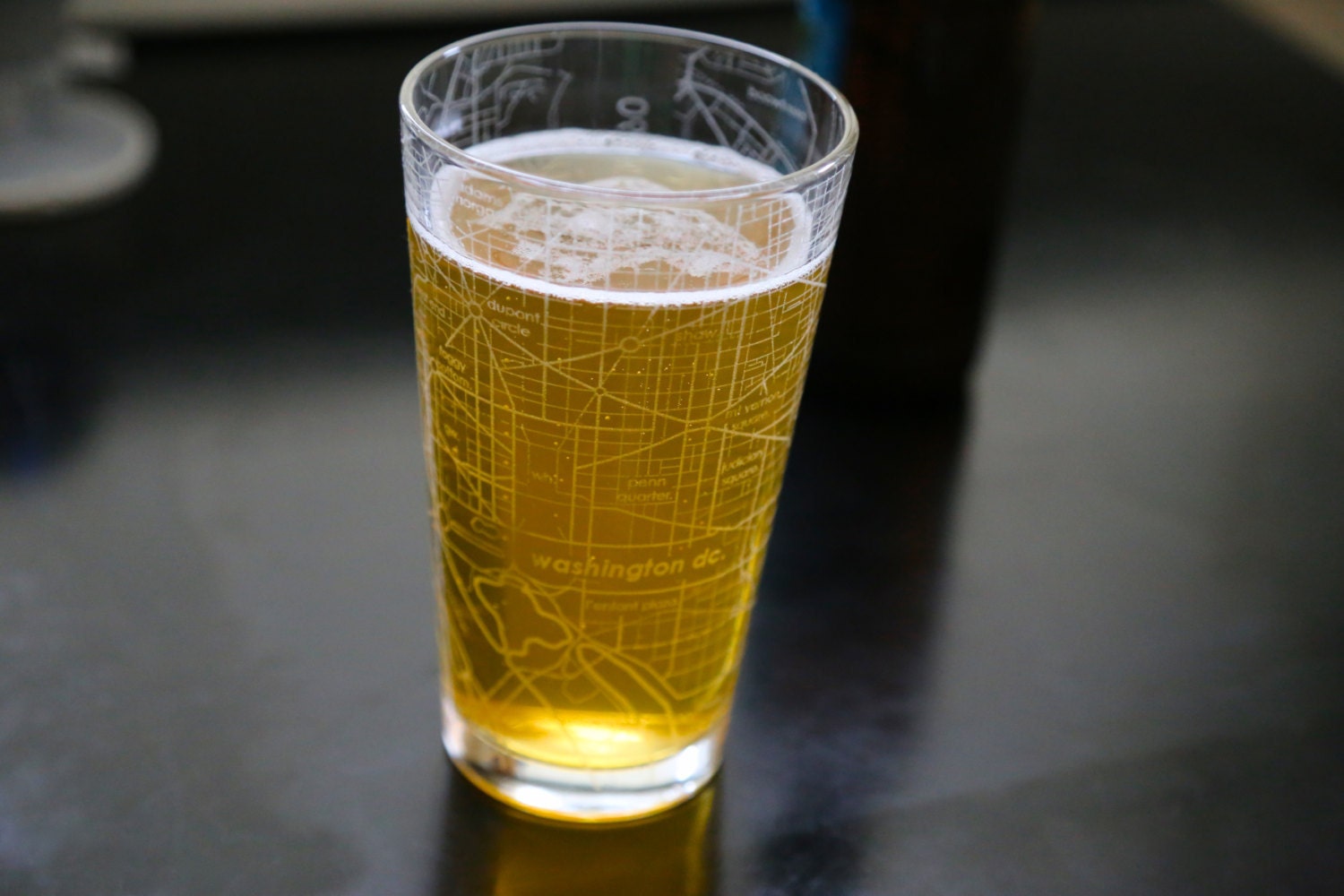 Washington DC Map Pint Glass | Engraved Beer Glass (16oz) | Etched ...