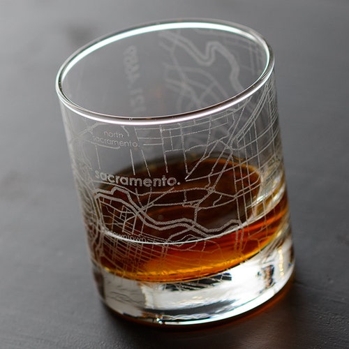 Sacramento Ca Map Stemless Wine Glass T Etsy