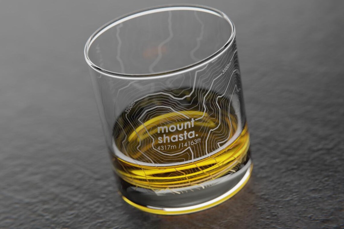Mt Shasta Topographic Map Glass - Etsy