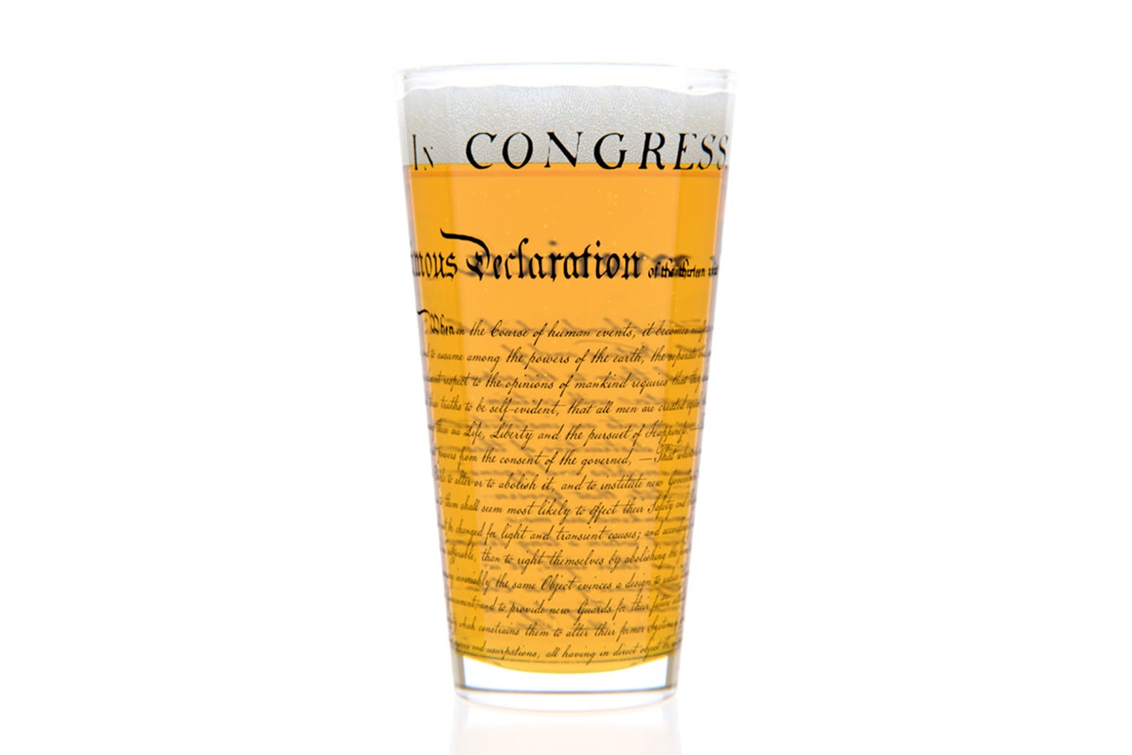 Declaration of Independence Pint Glass | History Beer Glass (16oz ...