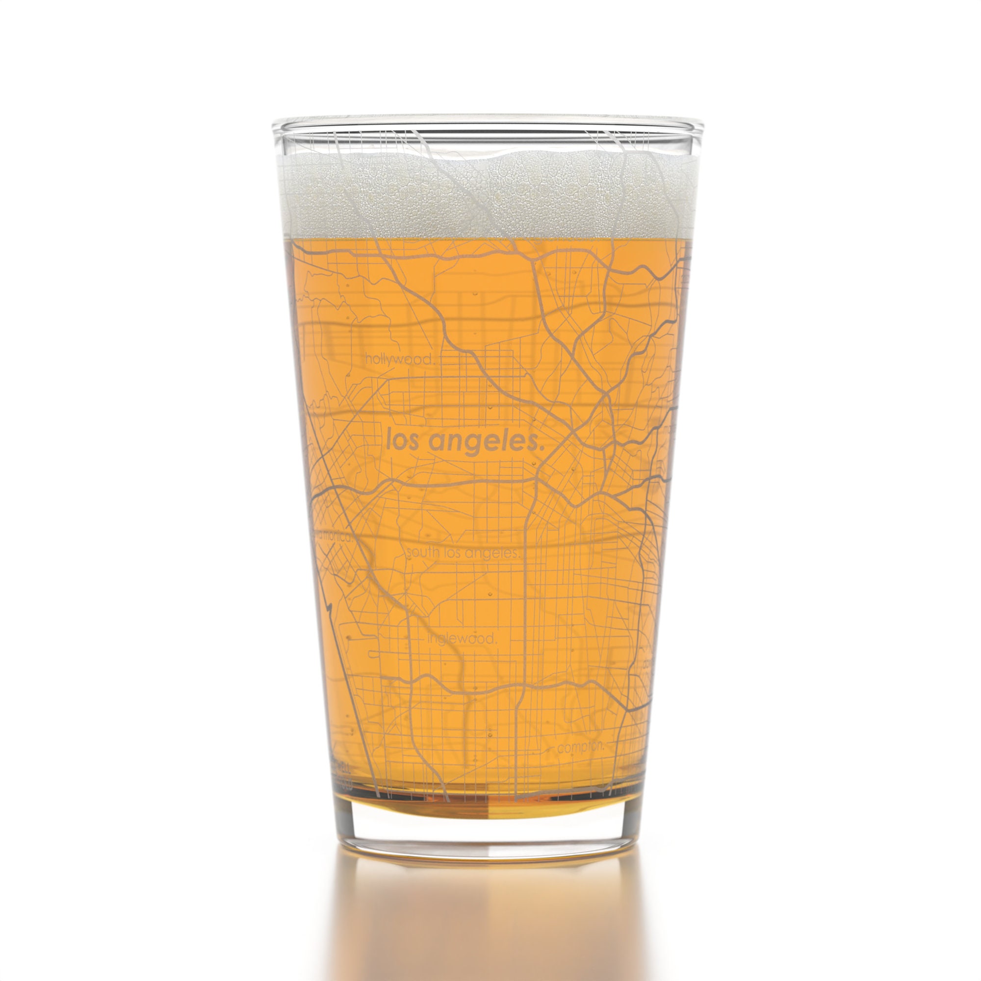 Los Angeles Map Pint Glass Engraved Beer Glass 16oz - Etsy
