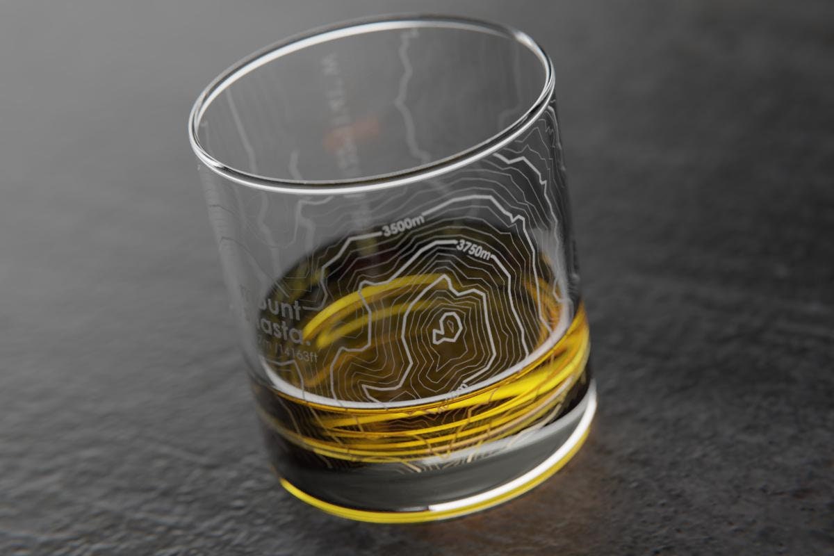 Mt Shasta Topographic Map Glass - Etsy