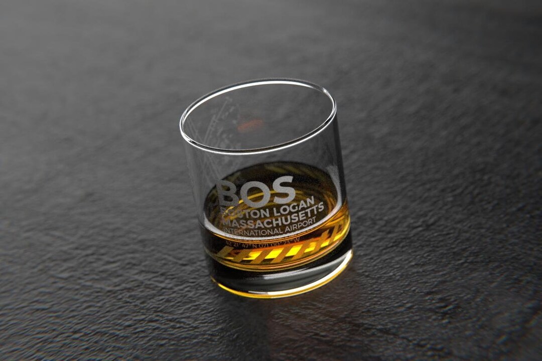 Boston BOS Airport Rocks Glass - Etsy