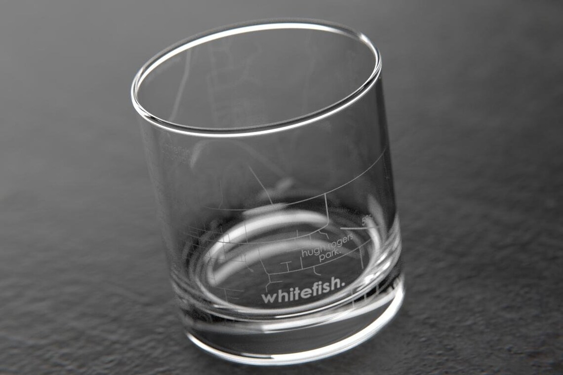 Whitefish, MT City Map Rocks Glass | Engraved Whiskey Glass (11oz ...