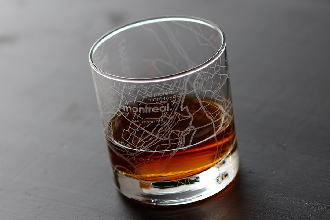 Montreal City Map Rocks Glass | Engraved Whiskey Glass (11oz) | Etched ...