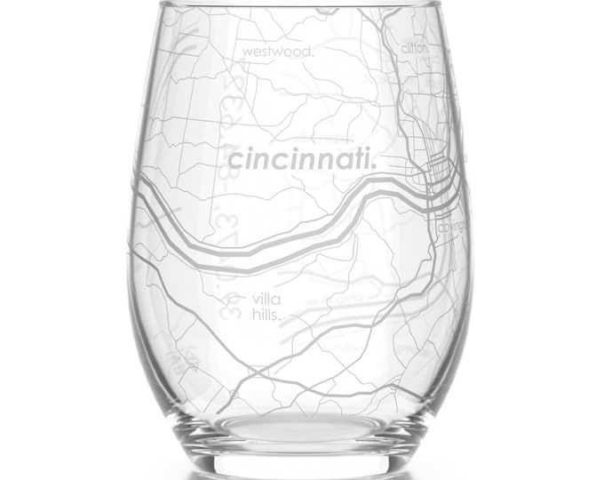 Atlanta Map Stemless Wine Glass Engraved Wine Glass 15oz Etsy