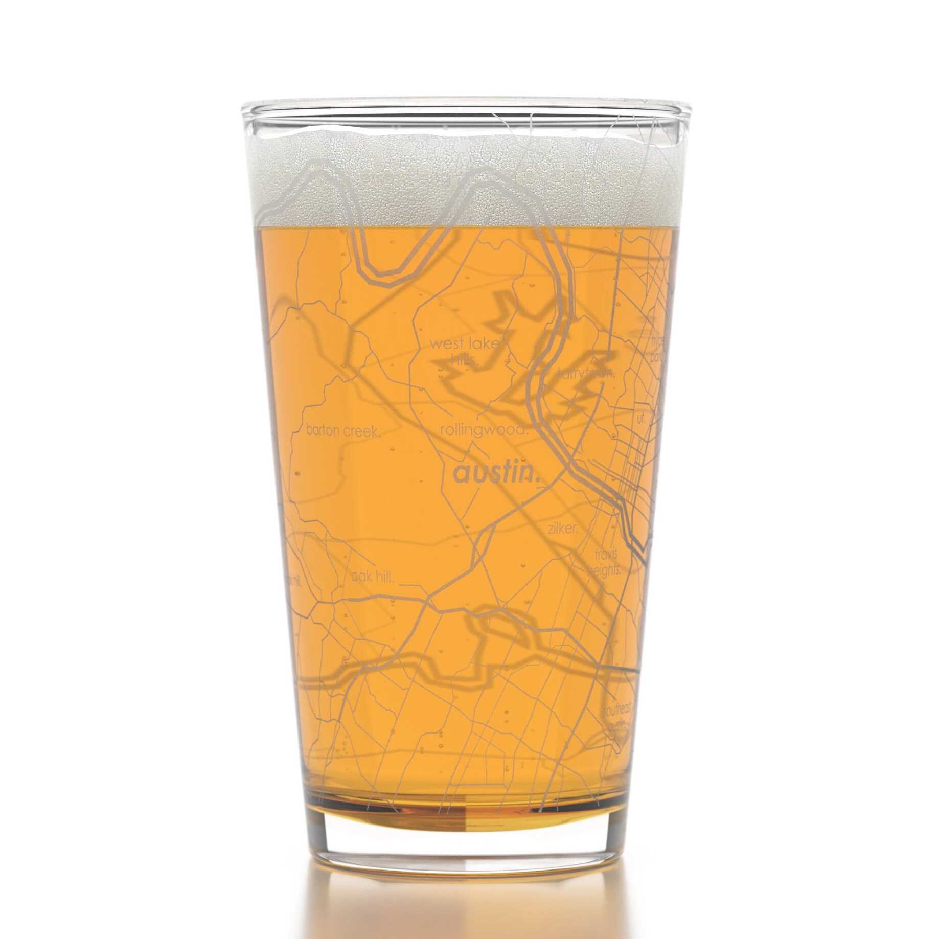 Austin Map Pint Glass Engraved Beer Glass 16oz Etched - Etsy