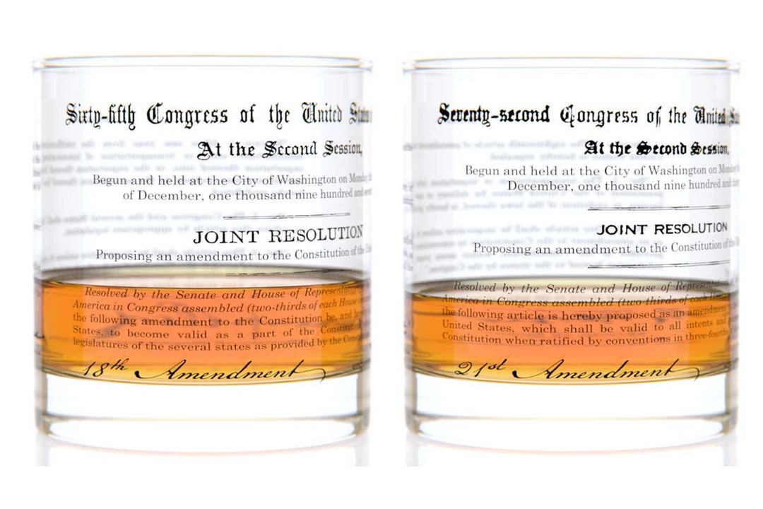 Prohibition Amendments Rocks Glass Pair | Whiskey Glasses (11oz ...
