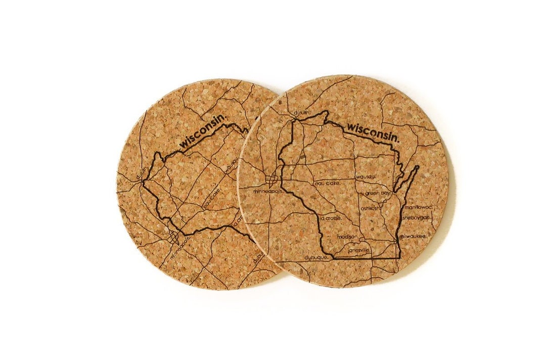 Wisconsin Cork Coaster Pair - Etsy