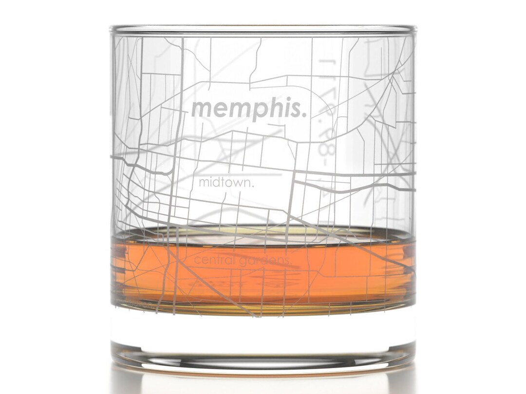 Memphis City Map Rocks Glass | Engraved Whiskey Glass (11oz) | Etched ...