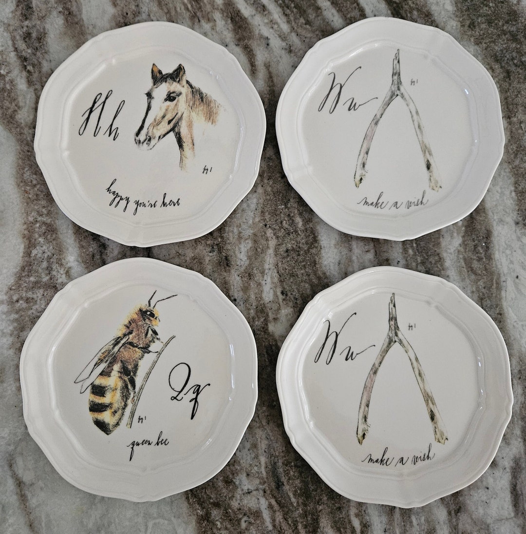 Linea Carta Appetizer Plates, Letters H, Q, W - Etsy