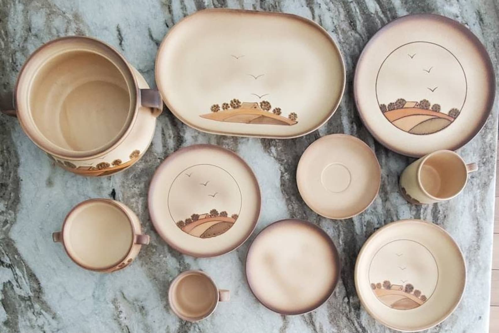 Vintage German Pottery Schramberg Handbemalt Landlich Dishes - Etsy