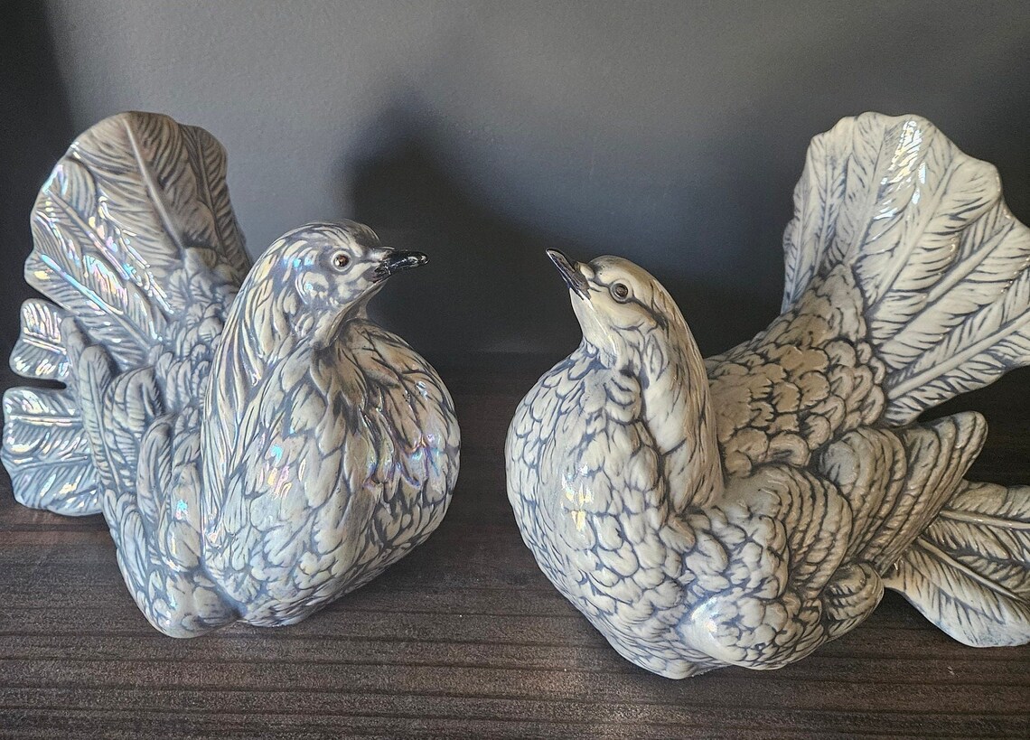 Vintage Pair of Ceramic Doves - Etsy