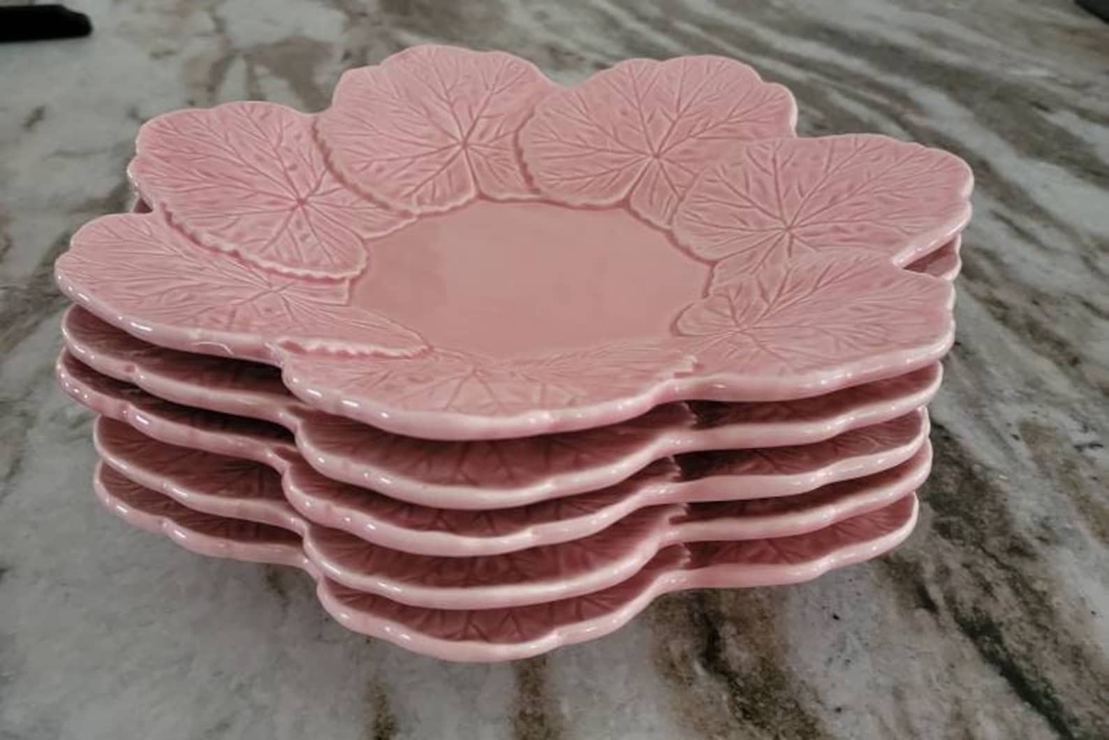 Vintage Pink Bordallo Pinheiro Geranium Plates and Celebration Mugs - Etsy