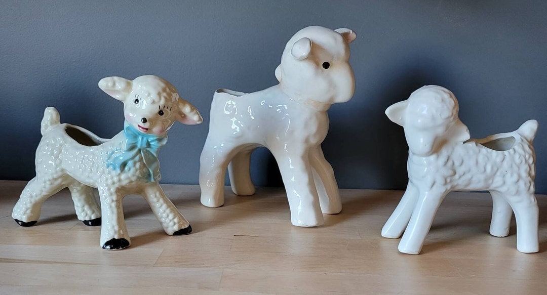 Adorable Vintage Lamb Planters - Etsy
