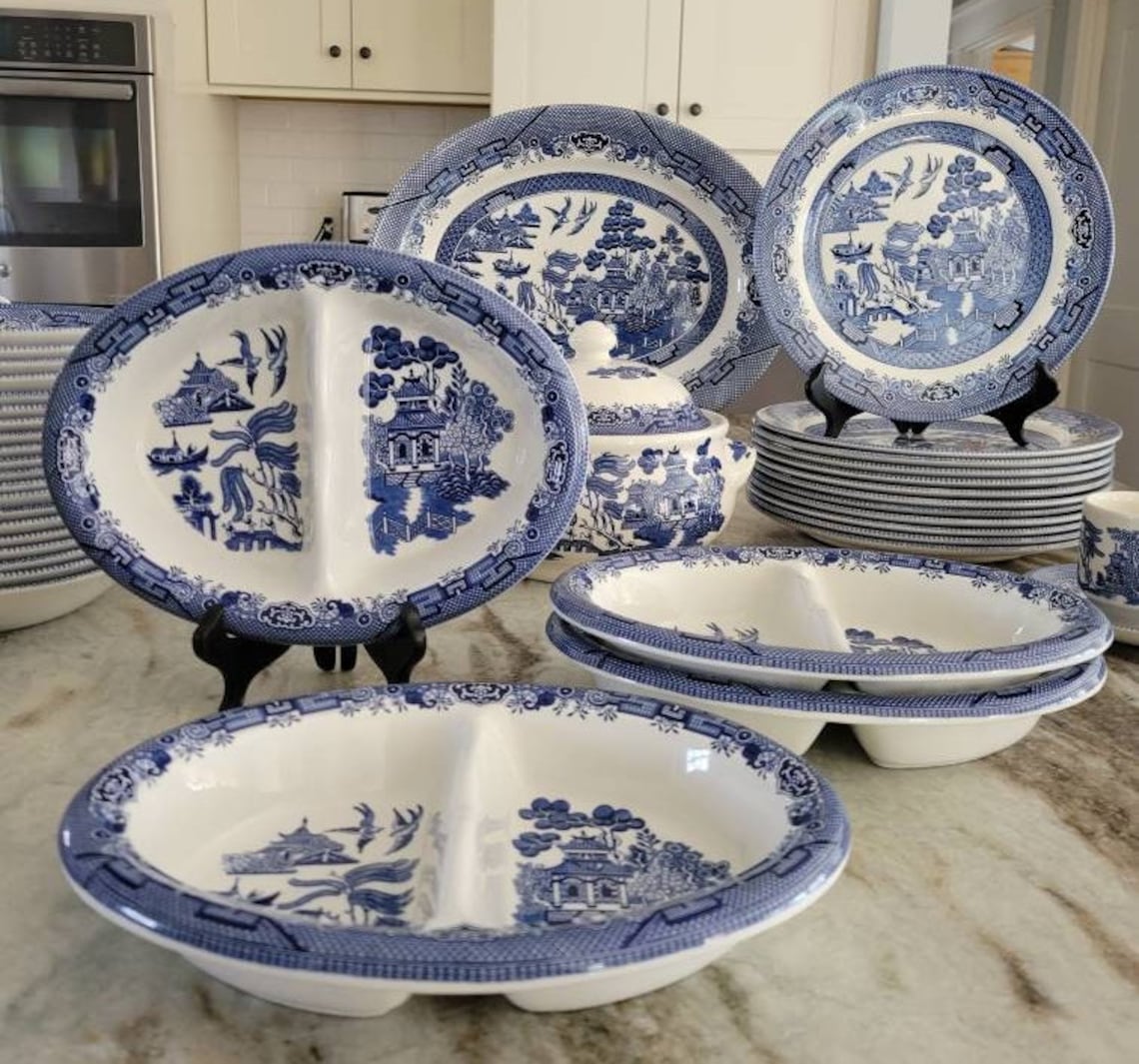 Vintage Blue Willow Dinnerware Churchill Made in England - Etsy
