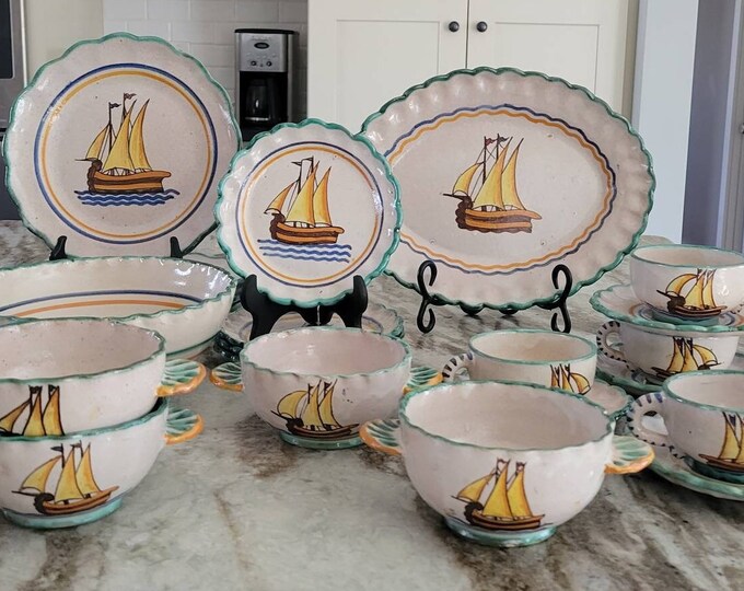Rare Italian Faience Clay Pottery Set Galleon Ship - Etsy