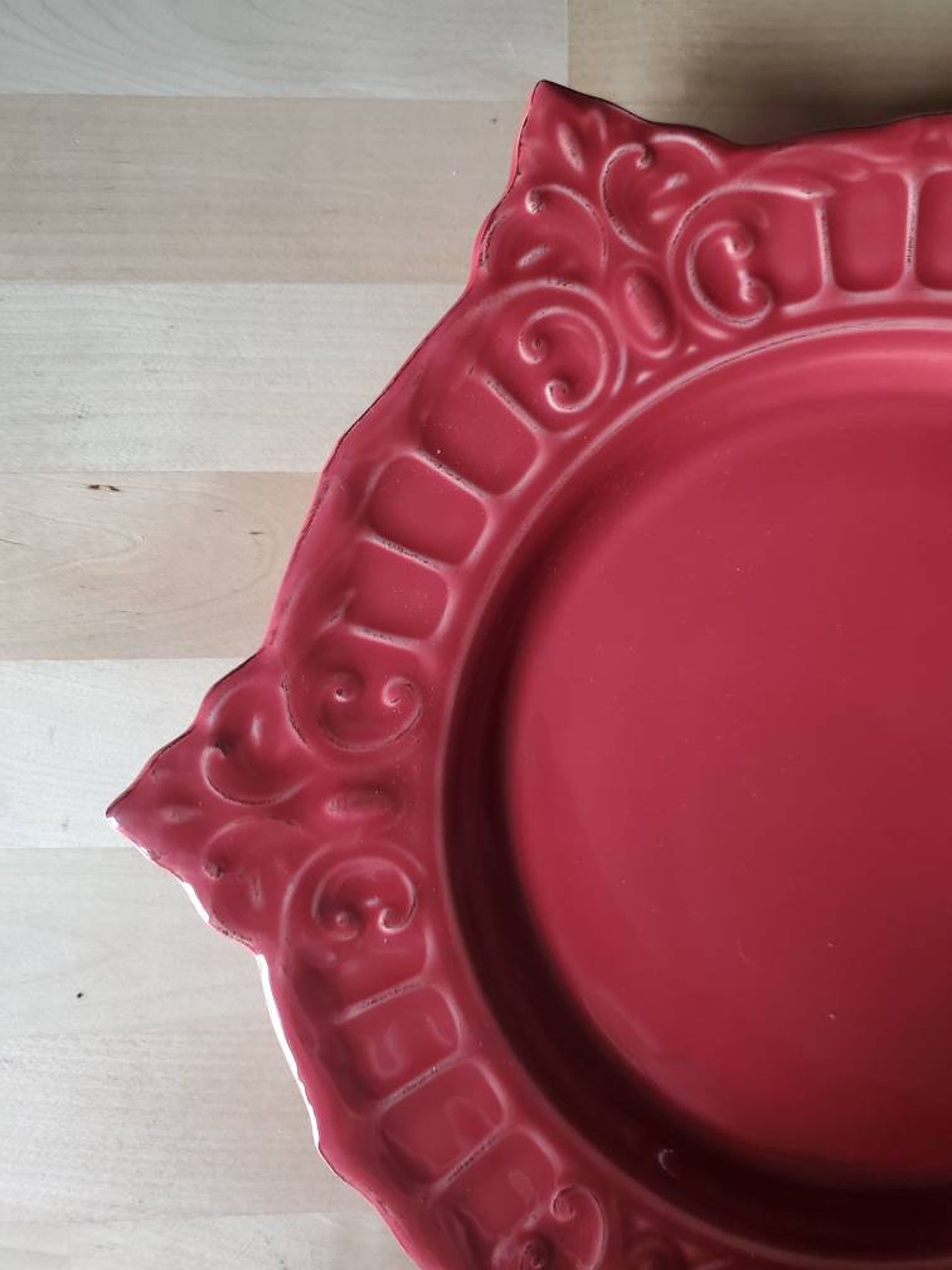 Matceramica Red Plate or Platter Made in Portugal - Etsy