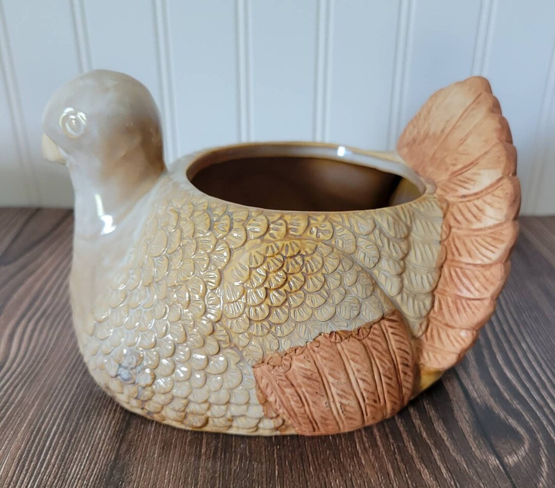 Vintage Ceramic Turkey Planter - Etsy
