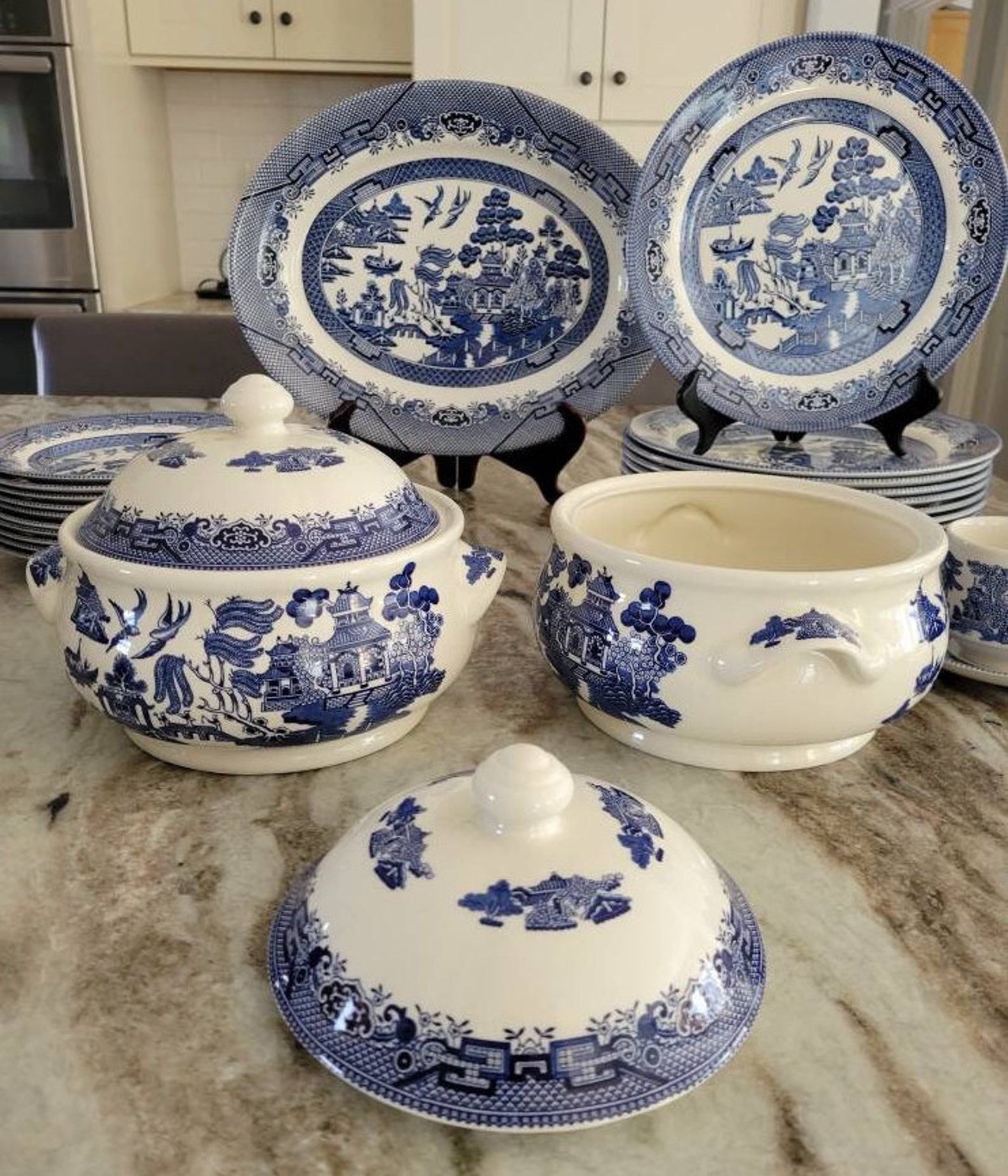 Vintage Blue Willow Dinnerware Churchill Made in England - Etsy