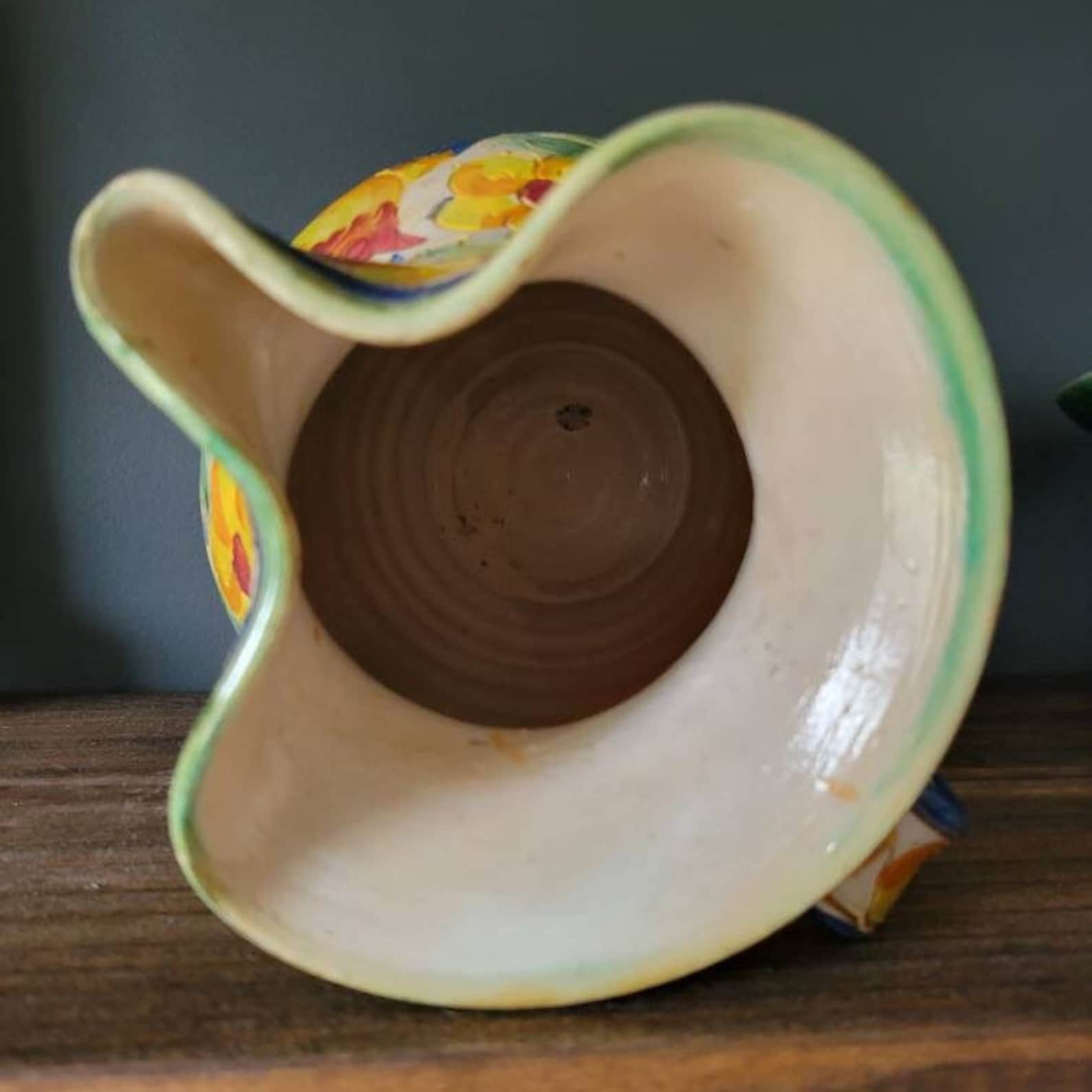 Vintage Sgraffito Pottery Pitcher Flowers and Birds Italy | Etsy