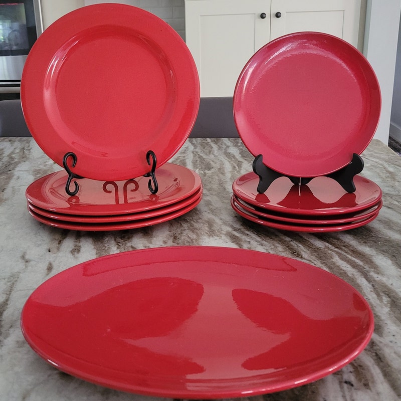 German Red Salad Plates - Etsy UK
