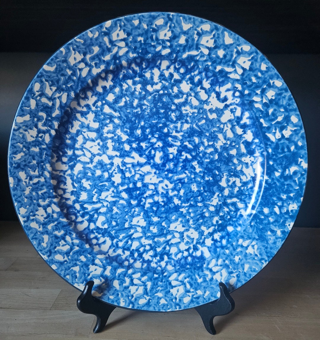 Stangl Town and Country Blue Spongeware Chop Plate, 12" - Etsy
