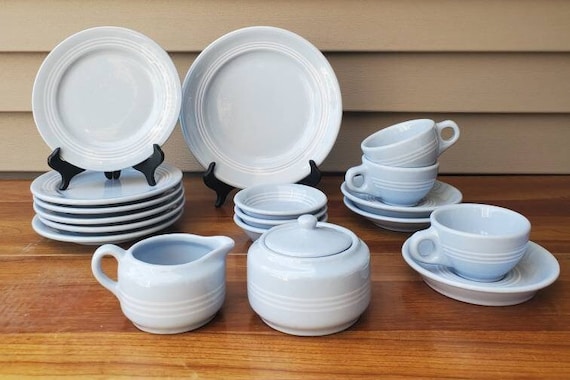 Buffalo Pottery Blue Lune Restaurant Pattern White Stripes | Etsy