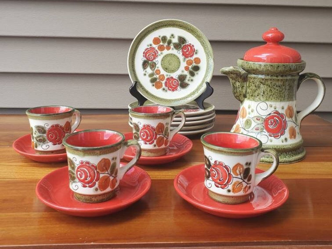 Schramberg Handgemalt Tirol Tea or Chocolate Pot With Four Cups ...