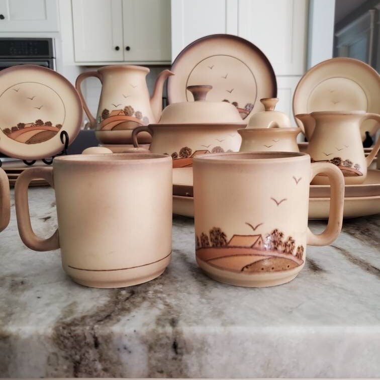 Vintage German Pottery Schramberg Handbemalt Landlich Dishes - Etsy