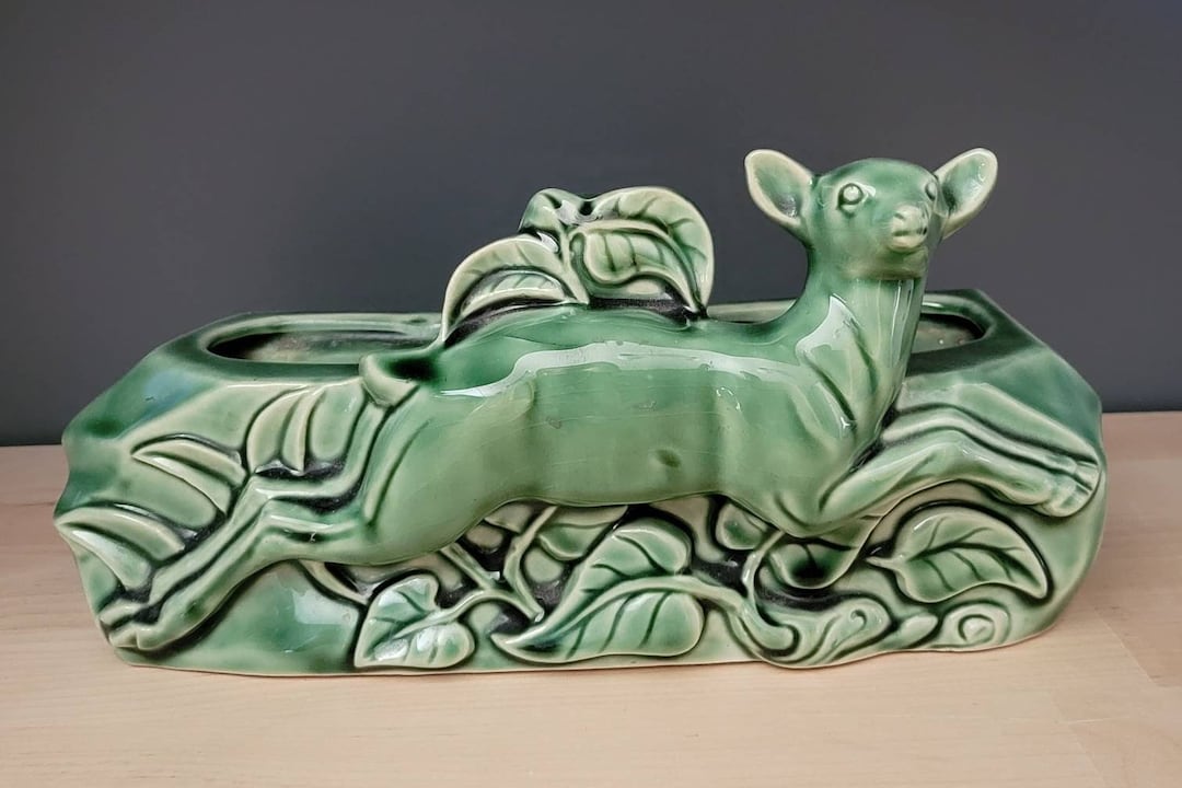 Green Deer Pottery TV Lamp Planter - Etsy