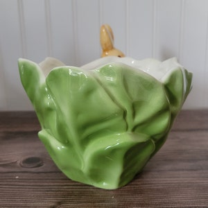 Vintage Ceramic Rabbit Cabbage Planter - Etsy