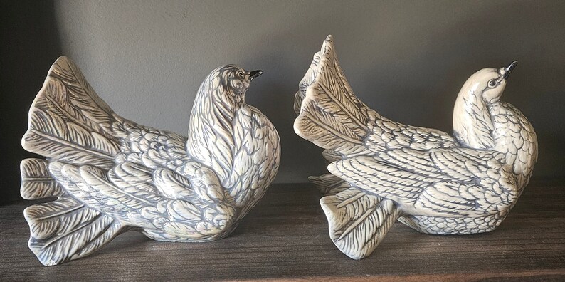 Vintage Pair of Ceramic Doves - Etsy